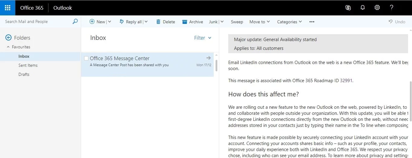 LinkedIn and Microsoft Integrate in Outlook Office 365 | Amazing Support